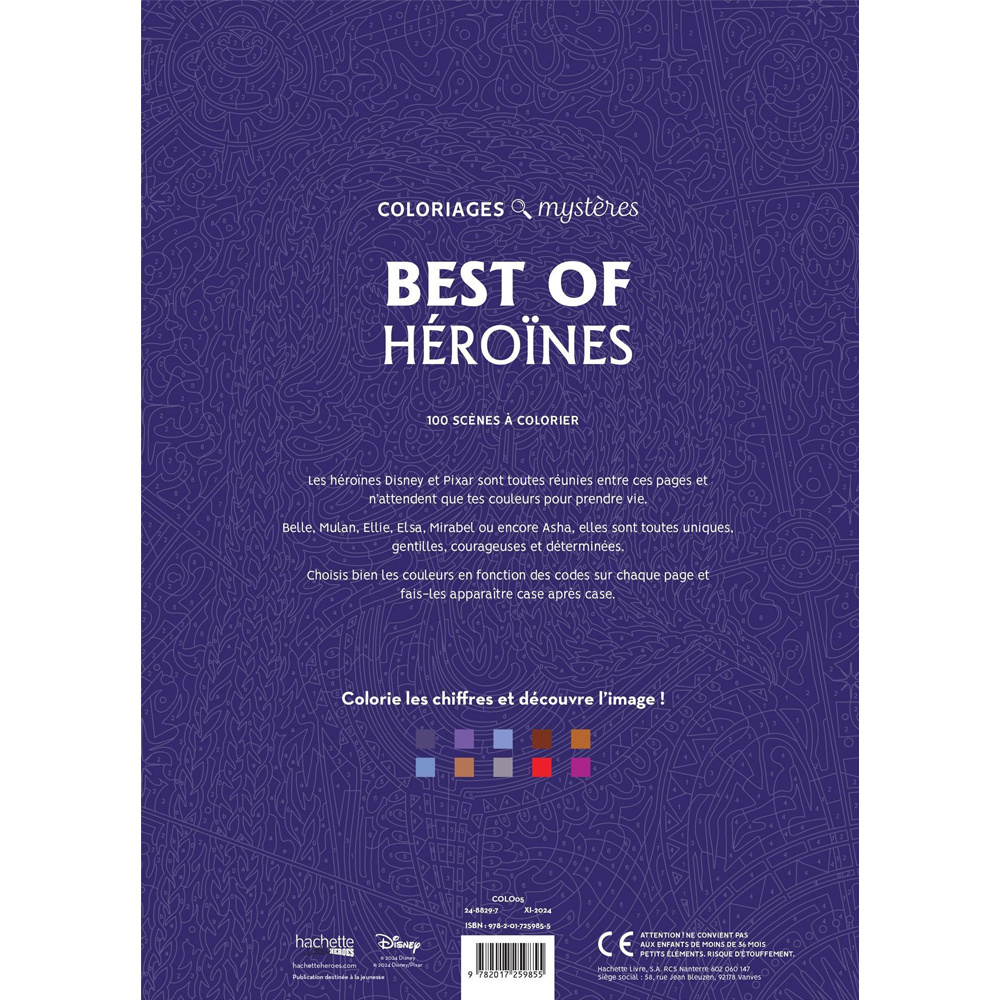 Kolorowanki po numerach Hachette Heroes Disney Pixar Best of Héroïnes ...